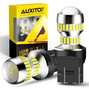 auxito upgraded 7440 7443 led bulbs for reverse lights t20 7441 7444 led replacement light kit for backup tail brake signal parking drl lights, 6000k xenon white