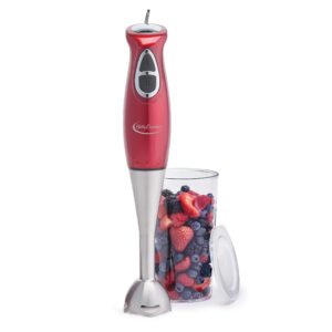 betty crocker wacbc3302cmr hand blender with mixing beaker and lid, one size, red