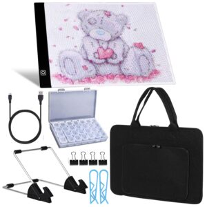 a4 led light pad for diamond paint kits, super bright usb powered light board kit with detachable stand, and black pad clip (pad and bag)