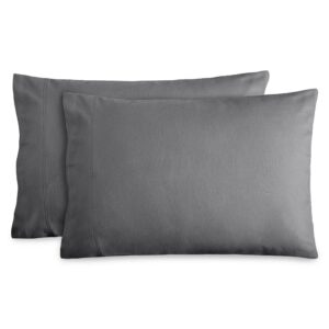 bare home velvety soft & cozy flannel pillowcases (set of 2) - double brushed heavyweight 100% cotton - grey