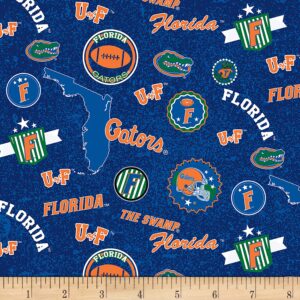 ncaa florida gators home state blue/orange/white/green, fabric by the yard