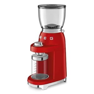 smeg cgf01rdeu electric coffee grinder with a power of 150 w cgf01rdeu-red, plastic, red