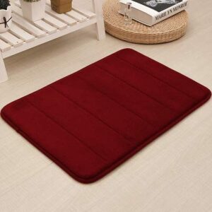 red，memory foam bath mat large size 24 by 16 inches, comfortable, soft, maximum absorbent, non-slip, thick, easier to dry for bathroom floor rug,