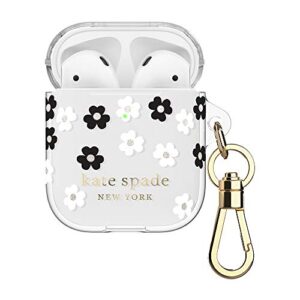 kate spade new york scattered flowers case for airpods 2 & 1 - protective wireless charging cover with keychain (front led visible)