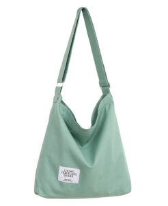 covelin women's retro large size canvas shoulder bag hobo crossbody handbag casual tote dark sea green