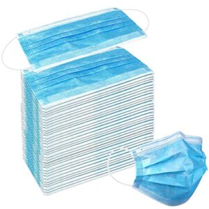 wecolor 120 pack disposable face masks with elastic ear loop, 3 ply breathable (blue)