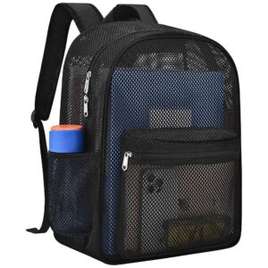 heavy duty semi-transparent mesh backpack，see through college student backpack