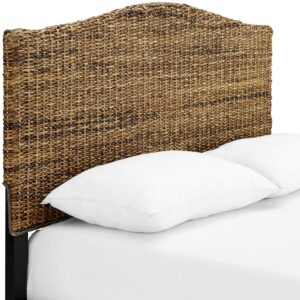 crosley furniture serena handwoven natural fiber rattan bed headboard, banana leaf, queen