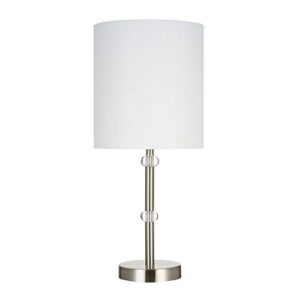 amazon brand – ravenna home contemporary metal table lamp with acrylic accents, led bulb included, 19.5"h, brushed nickel