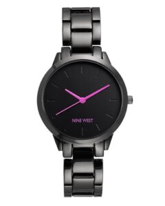 nine west women's gunmetal bracelet watch, nw/2435prgy