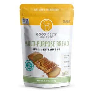 good dees low carb baking mix, multi-purpose keto bread mix, keto baking mix, gluten free, no sugar added, grain-free, dairy-free, diabetic (2g net carbs, 12 servings)