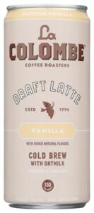 la colombe oatmilk draft latte, plant-based, dairy-free, grab and go coffee, vanilla, 9 fl.oz