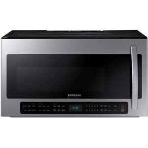 samsung me21r7051sg 2.1 cu. ft. over-the-range microwave with sensor cooking in fingerprint resistant black stainless steel