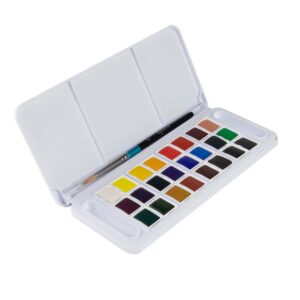 daler rowney aquafine 24-pc watercolor travel set - watercolor paint set for watercolor paper and more - watercolor set for artists and students - water color paint for all skill levels