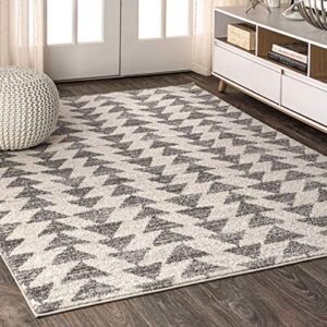 jonathan y moh206b-8 aisha moroccan triangle geometric indoor farmhouse area-rug bohemian minimalistic easy-cleaning bedroom kitchen living room non shedding, 8 x 10, cream,gray