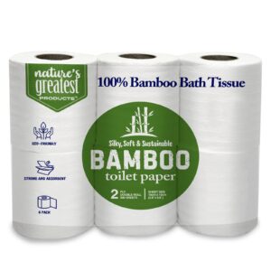 nature's greatest foods - toilet paper, 6-roll pack, 2-ply tree-free soft and silky bathroom tissue, sustainable packaging - ideal for eco-conscious consumers