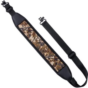 ezshoot two point sling rifle sling with swivels, gun sling comfortable neoprene padded shotgun sling, rifle shoulder strap length adjustable for outdoors camo black