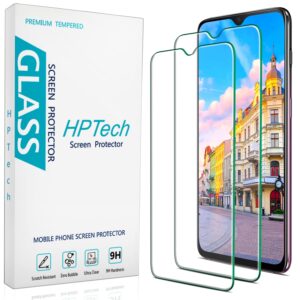 hptech [2-pack] tempered glass for oneplus 6t, oneplus 6t mclaren, oneplus 7 screen protector, easy to install, bubble free, 9h hardness, case friendly