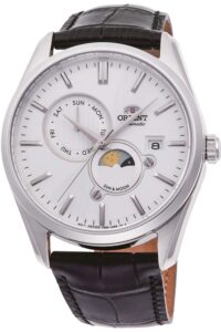 orient sun and moon automatic silver dial men's watch ra-ak0305s10b