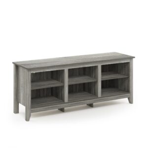 furinno jensen tv stand with shelf, french oak grey, 65-inch