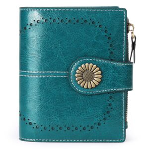 sendefn small womens wallet leather bifold card holder rfid blocking with zipper coin pocket