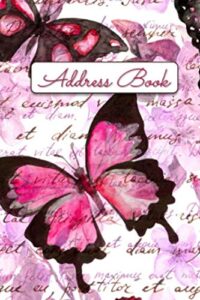 address book: small pink butterfly telephone address book for women - mini size for purse or pocket (4 x 6) - with printed alphabetical tabs on pages ... telephone number, email address and notes