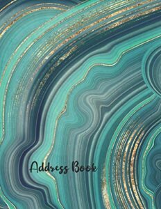 address book: green agate large print adresses book with alphabetical organizer for address, phone number, email, birthday, home, work, emergency reference, anniversaries and birthdays