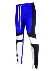 screenshotbrand-p11031 mens hip hop premium slim fit track pants - athletic jogger moto cut & sew color block patch bottoms-royal-medium