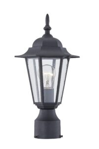 wisbeam outdoor post light, pole lantern, e26 base 60w max, aluminum housing plus glass, wet location rated, etl qualified, bulbs not included, black