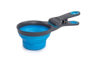 dexas pets collapsible klipscoop collapsible dry dog food scoop and dog food bag clip, 1 cup capacity, pro blue