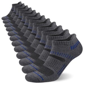 cooplus mens ankle socks athletic cushioned breathable low cut tab with arch support - 6 pairs