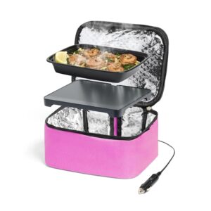 hotlogic mini xp portable electric lunch box food heater - expandable food warmer tote and heated lunchbox for adults work/car/home - easily cook, reheat, and keep your food warm - pink - 120v