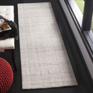 safavieh abstract collection runner rug - 2' x 12', light grey, handmade wool & viscose, ideal for high traffic areas in living room, bedroom (abt141e)