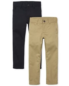 the children's place boys skinny chino pants, flax/new navy, 8