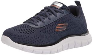 skechers men's track moulton oxford, navy/orange, 13 wide