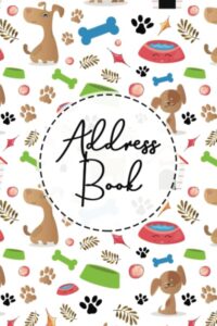 address book: dog theme a-z alphabetical tabs organizer with 12 month birthdays and anniversaries calendar record all important contacts