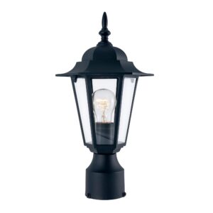 yaokuem outdoor post light, pole lantern, e26 base 60w max, aluminum housing plus glass, wet location rated, bulbs not included, matte black, 1 pack