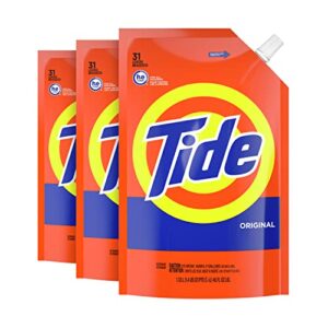 tide laundry detergent liquid soap pouches, high efficiency (he), original scent, 93 total loads (pack of 3)