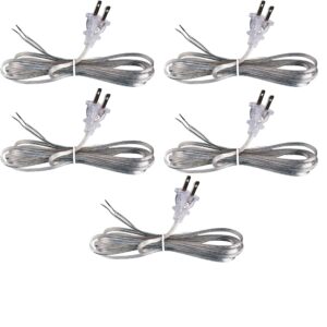 creative hobbies clear silver lamp cord - 8 foot long, spt-1, 18 gauge, ul listed power cord for lamp repair or replacement | 5 pack