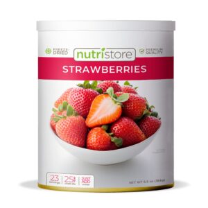 nutristore freeze dried strawberries | 100% natural, healthy fruit snacks bulk | premium quality & crispy fresh taste | emergency survival food supply | #10 can | 23 servings | 25 year shelf life