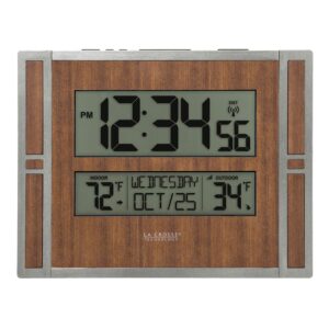 la crosse technology bbb86088 atomic digital wall clock with indoor & outdoor temperature