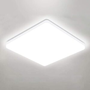 oowolf 25w 5000k led flush mount ceiling light fixture ultra slim, 12inch waterproof bathroom square led ceiling lamp fixture without flicker, 85ra+ daylight white for kitchen bedroom hallway office