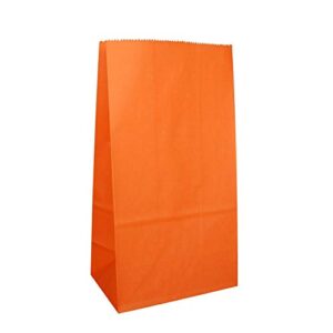 party favor bag - 50 pack kraft paper lunch bags - 5"x3"x9" (orange)