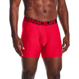 under armour mens tech 6-inch boxerjock 2-pack , red (600)/black , large