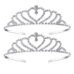 lovelyshop girls heart rhinestone tiara crown for wedding prom birthday prinecess party-2pack