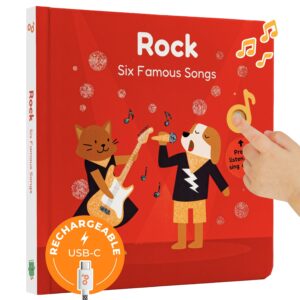 cali's books rock sound books for toddlers 1-3 - musical book for toddlers 1-3 and 2- 4 with 6 famous rock songs | toddler books for little rock fans | great gift