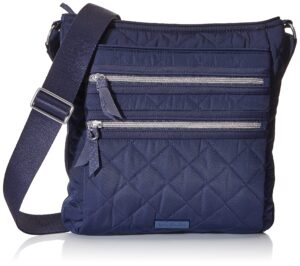 vera bradley women's performance twill triple zip hipster crossbody purse, classic navy, one size