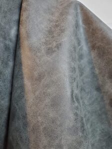 nat leathers | gray distressed crazy horse oily faux vegan leather pu (peta approved vegan) | 1 yard (36 inch x 54 inch wide) cut by yard pleather 0.9 mm upholstery | gray distress 36"x54"