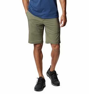 columbia men's tech trail short, stain resistant, sun protection, stone green, 36