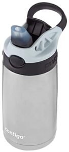 contigo kids straw stainless steel water bottle with autospout lid, 13oz, licorice